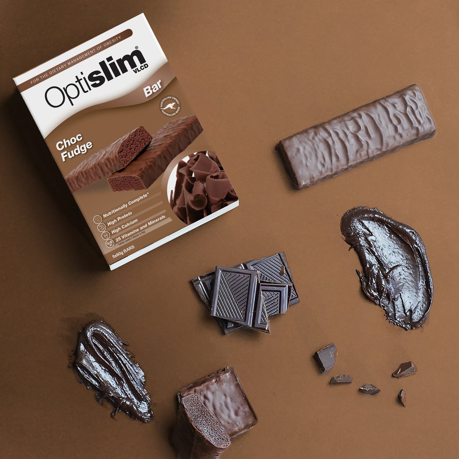 VLCD Bars Choc Fudge - 5 Meals | Optislim