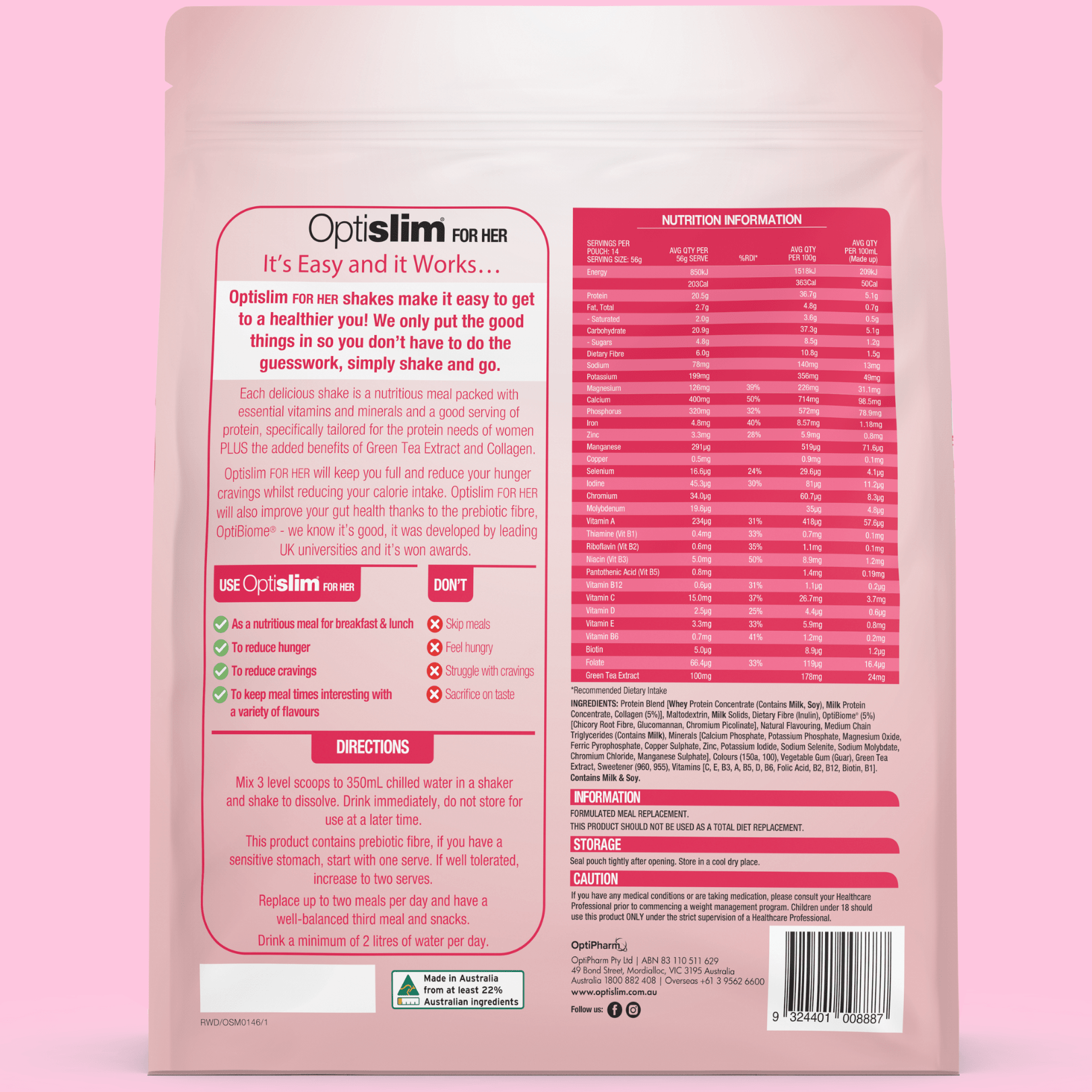 Optislim For Her Premium Caramel Shake - 14 Meals | Optislim